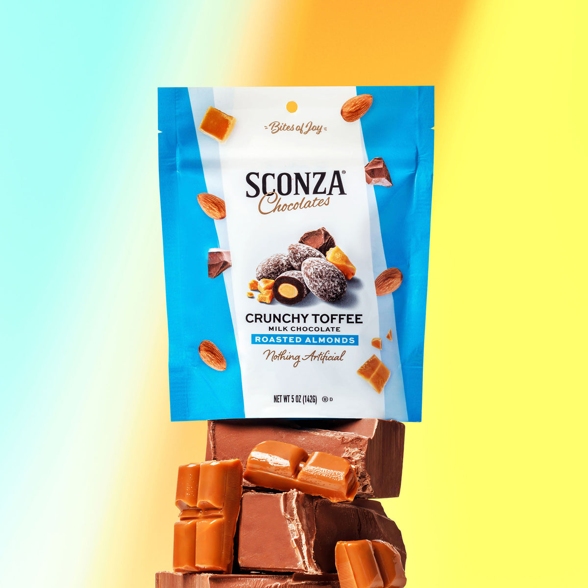 Crunchy Toffee Milk Chocolate Roasted Almonds, 5oz | Sconza Chocolate
