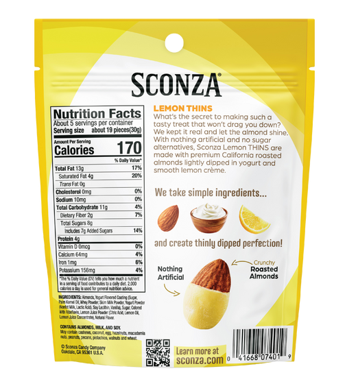 Lemoncello Almonds, 5oz | Sconza Chocolate
