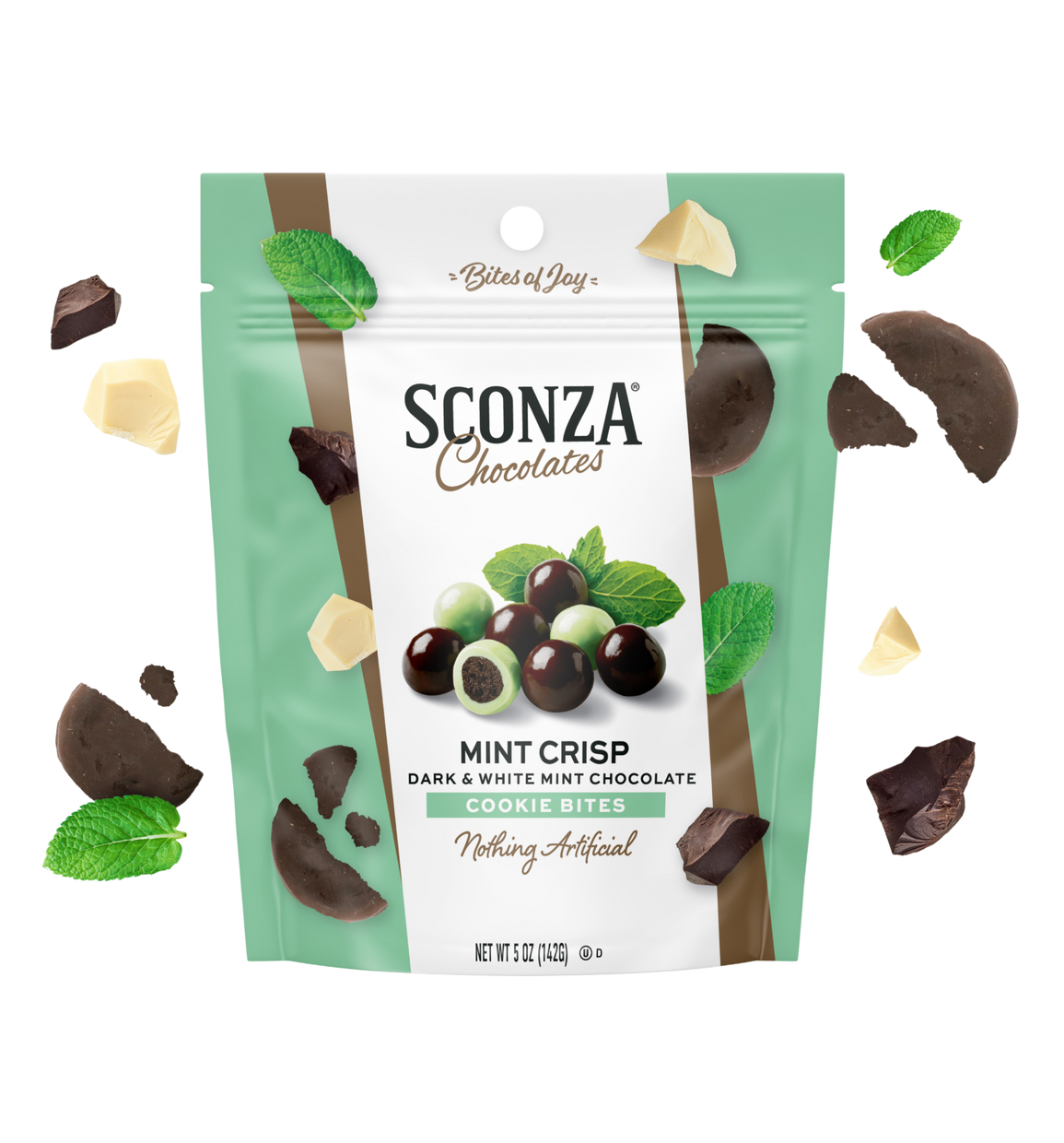 Mint Crisp Cookie Bites, 5oz | Sconza Chocolate